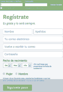 Registrarse en Facebook